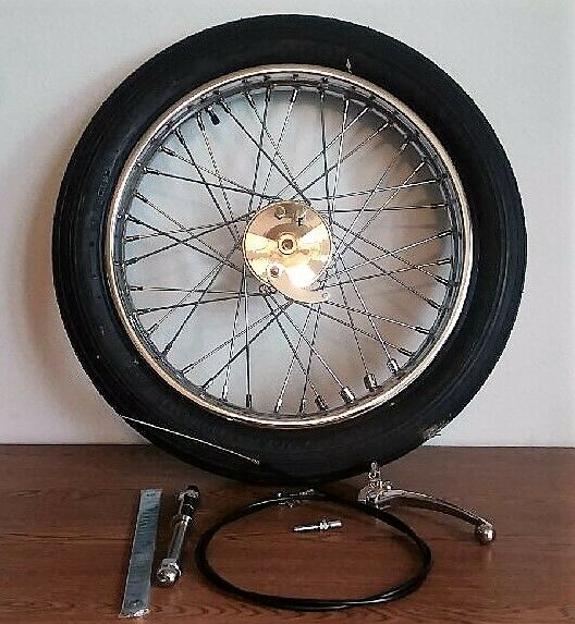 19" Mini-Drum Brake 40-Spoke Front Wheel Complete Kit Mounted w 5/8" B ...