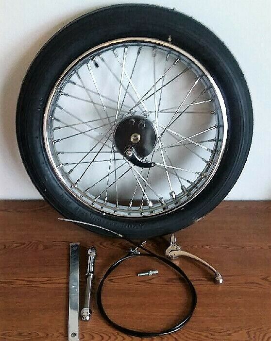 19" Mini-Drum Brake 40-Spoke Front Wheel Complete Kit Mounted w 5/8" B ...