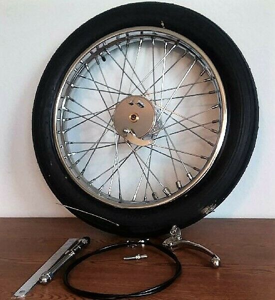 19" Mini-Drum Brake 40-Spoke Front Wheel Complete Kit Mounted w 5/8" B ...
